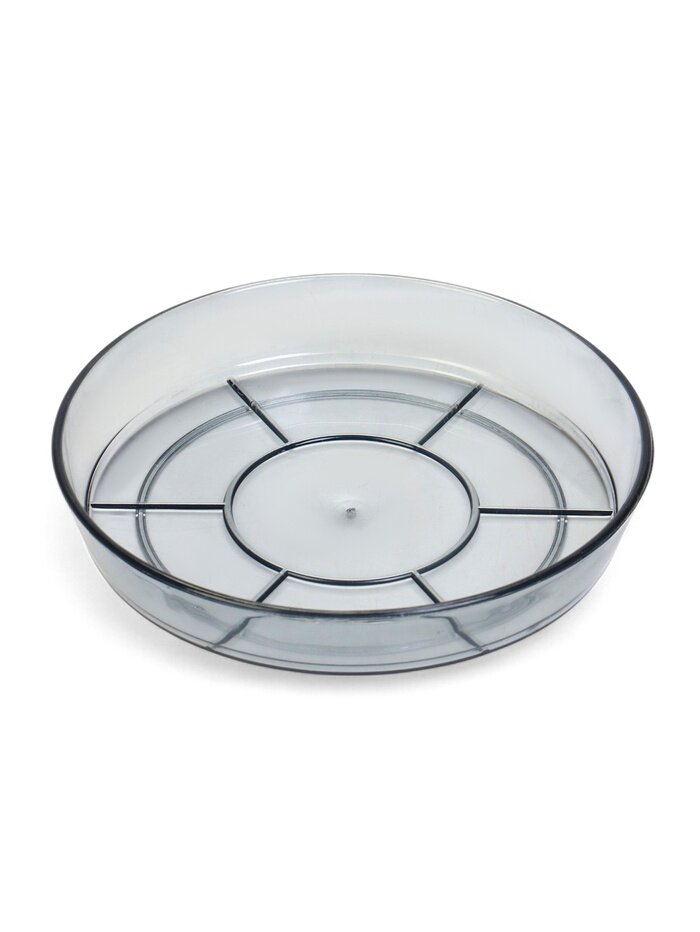 Поддон для цветочных горшков, d=12 см, пластиковый, тёмный, прозрачный, 4 шт.