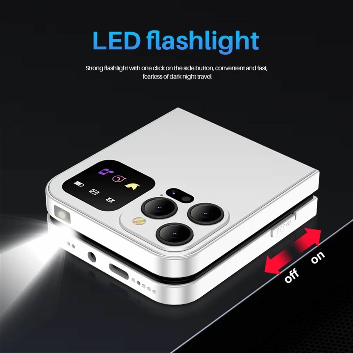 Раскладной телефон A50 Pro с двумя SIM-картами, GSM, автоматической записью звонков, экраном 2,4 дюйма, складной мобильный телефон Type-C, ч