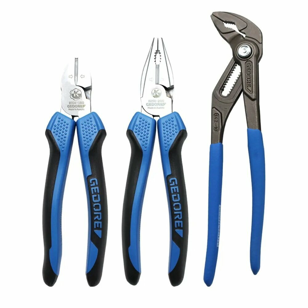 GEDORE набор плоскогубцев 3шт (бокорезы+клещи переставные + плоскогубцы) S8393