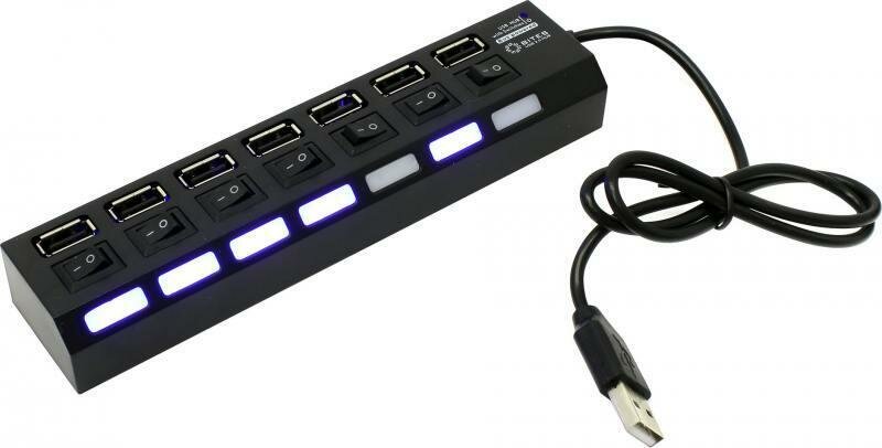 Концентратор USB 2.0 5bites HB27-203PBK 7 x USB 2.0 черный