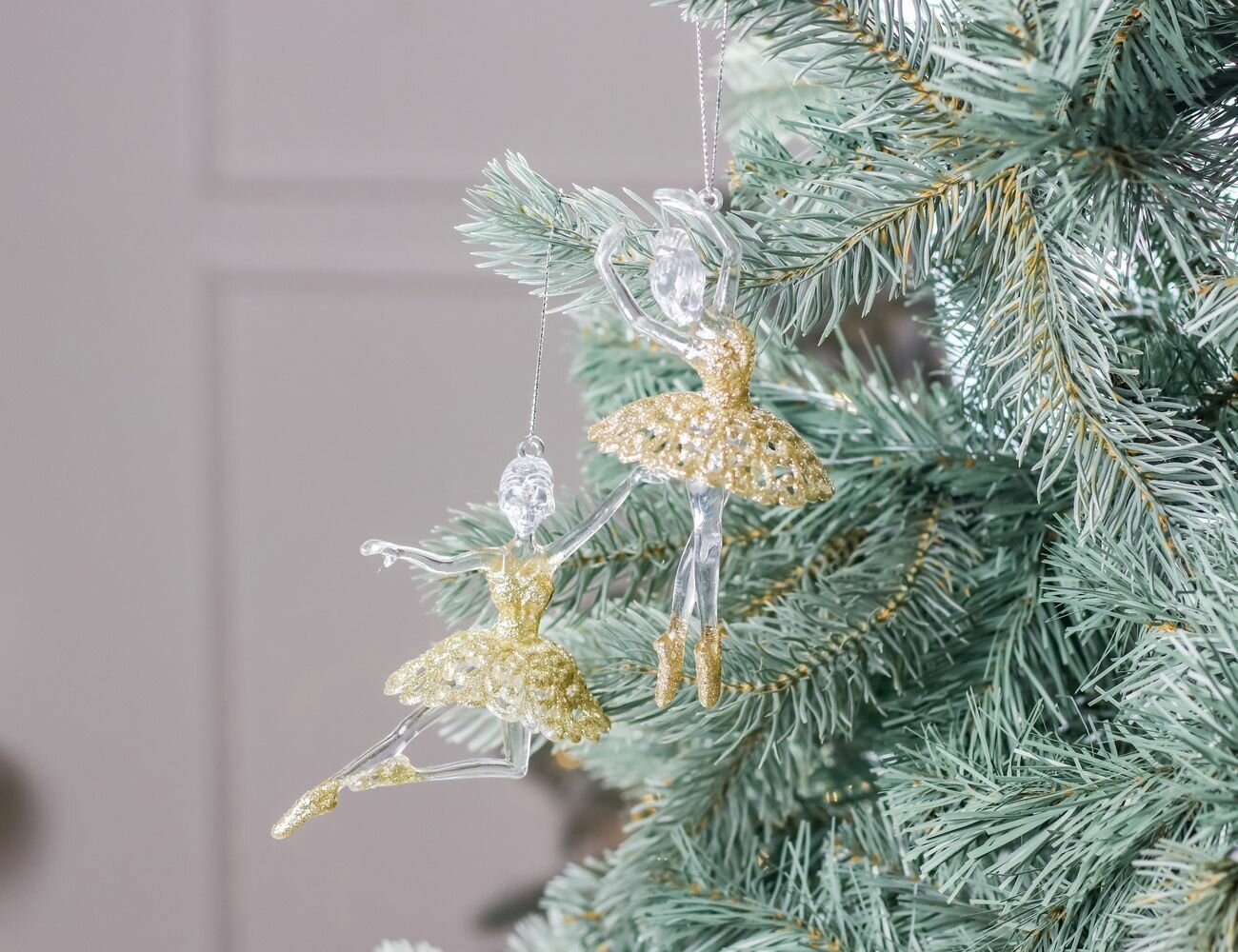 Набор ёлочных украшений-подвесок хрустальные балерины, акрил, золотые, 15 см, 2 шт, Koopman International CAA222400