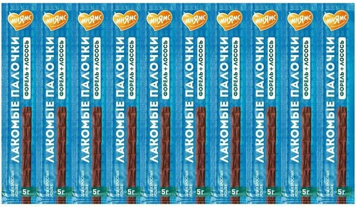 Лакомство Мнямс для кошек палочки с форелью и лососем, 5 гр 10 шт