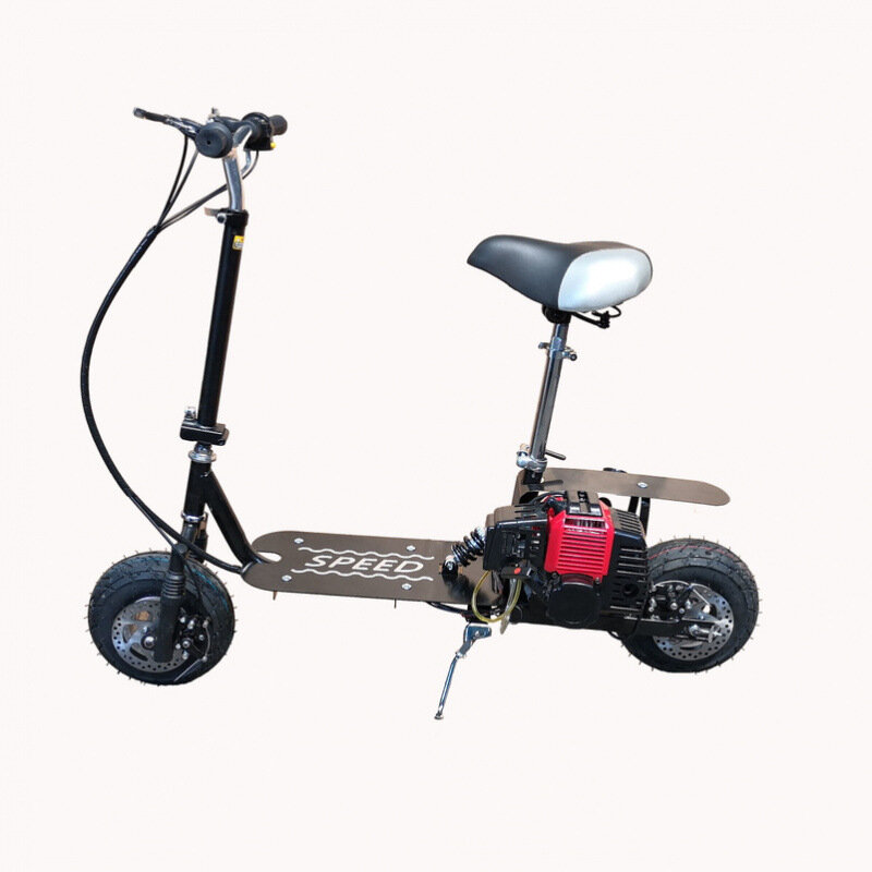 Складной скутер-мопед с черной рамой и красным двигателем, небольшой мини-скутер (доставка в течение 30 дней)