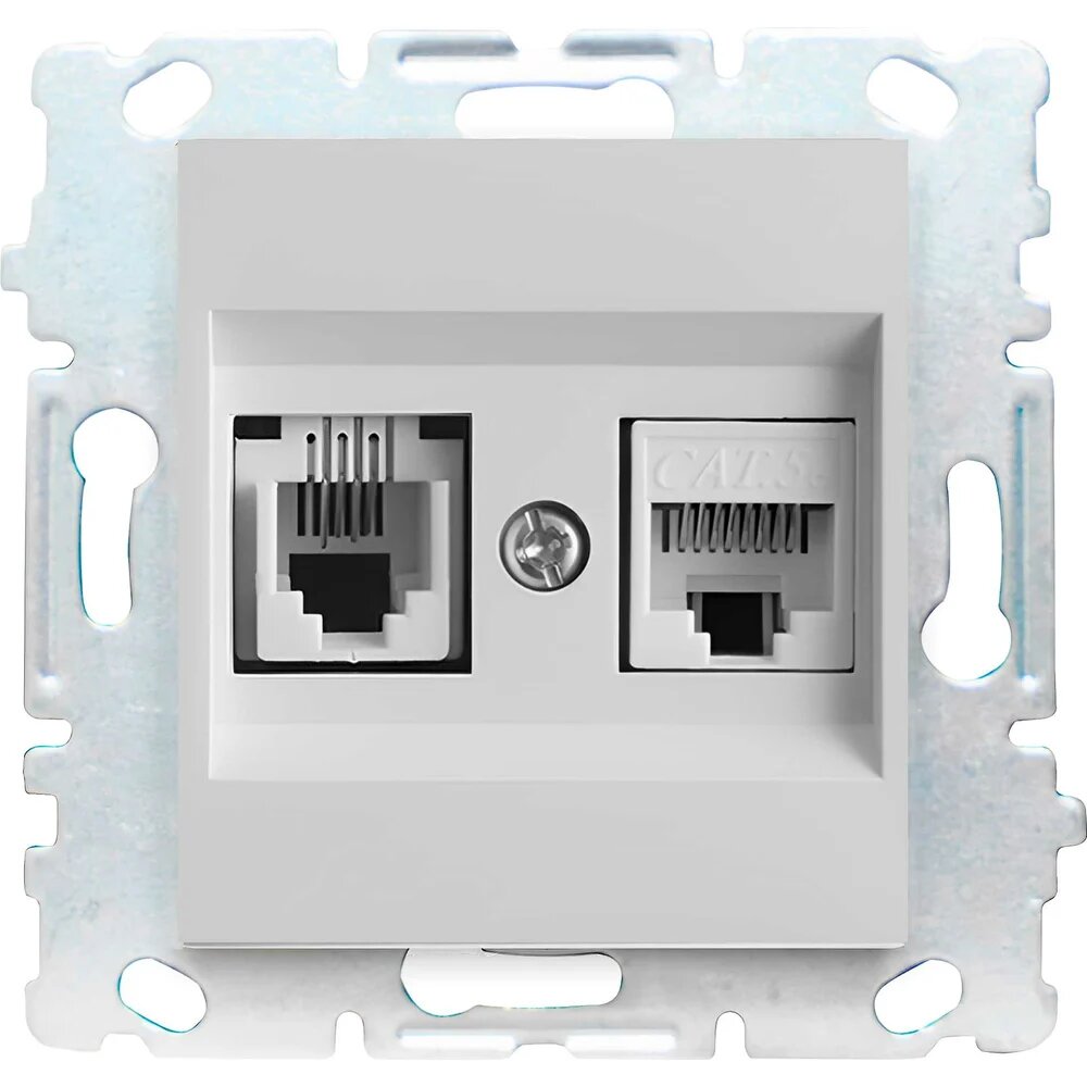 Metronex Electric Розетка -Electric Roma сетевого кабеля LAN + PHONE двойная без рамки FRZMT010203BEL