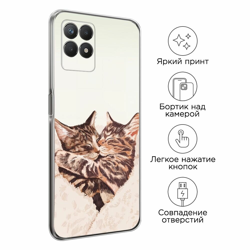 Чехол на Realme 8i / Реалми 8i с принтом "Влюбленные котейки - 14 февраля" — фото 1