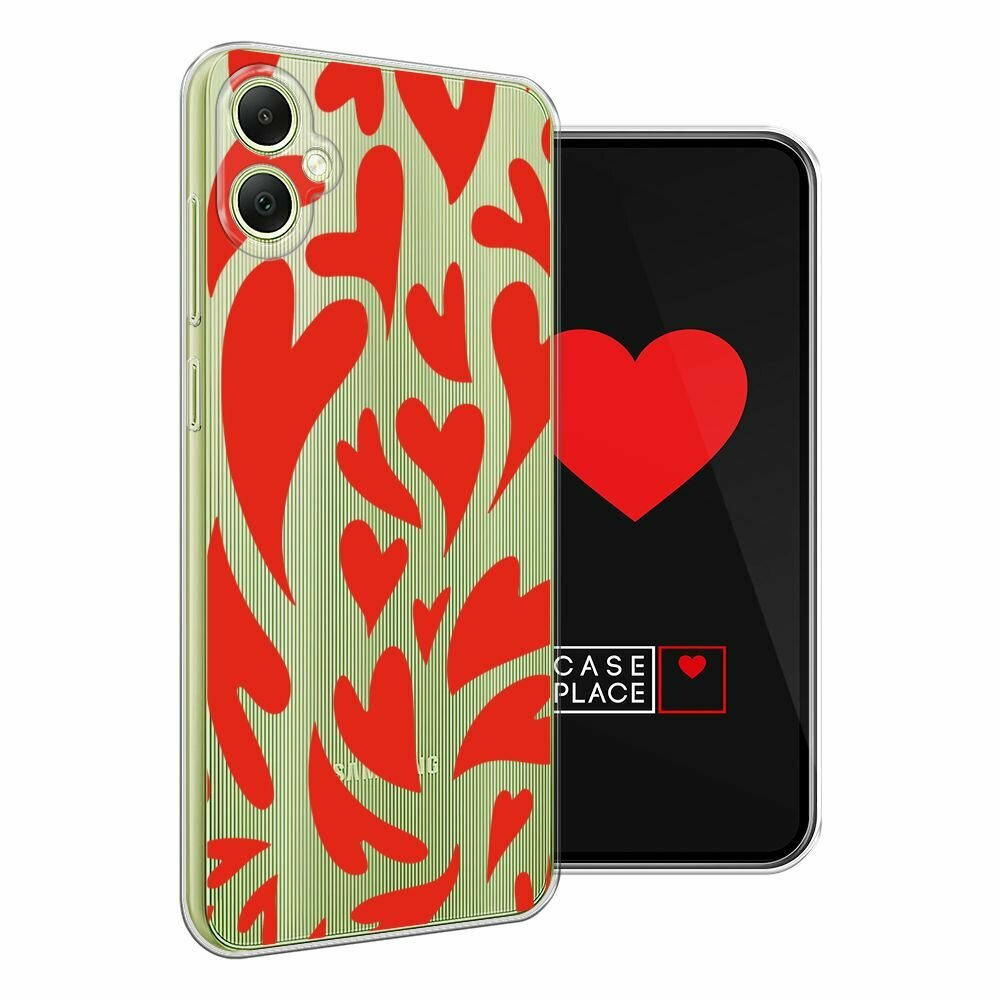 Чехол на Samsung Galaxy A05 / Самсунг Галакси A05 с принтом "Crazy hearts 2 - 14 февраля", прозрачный — фото 1