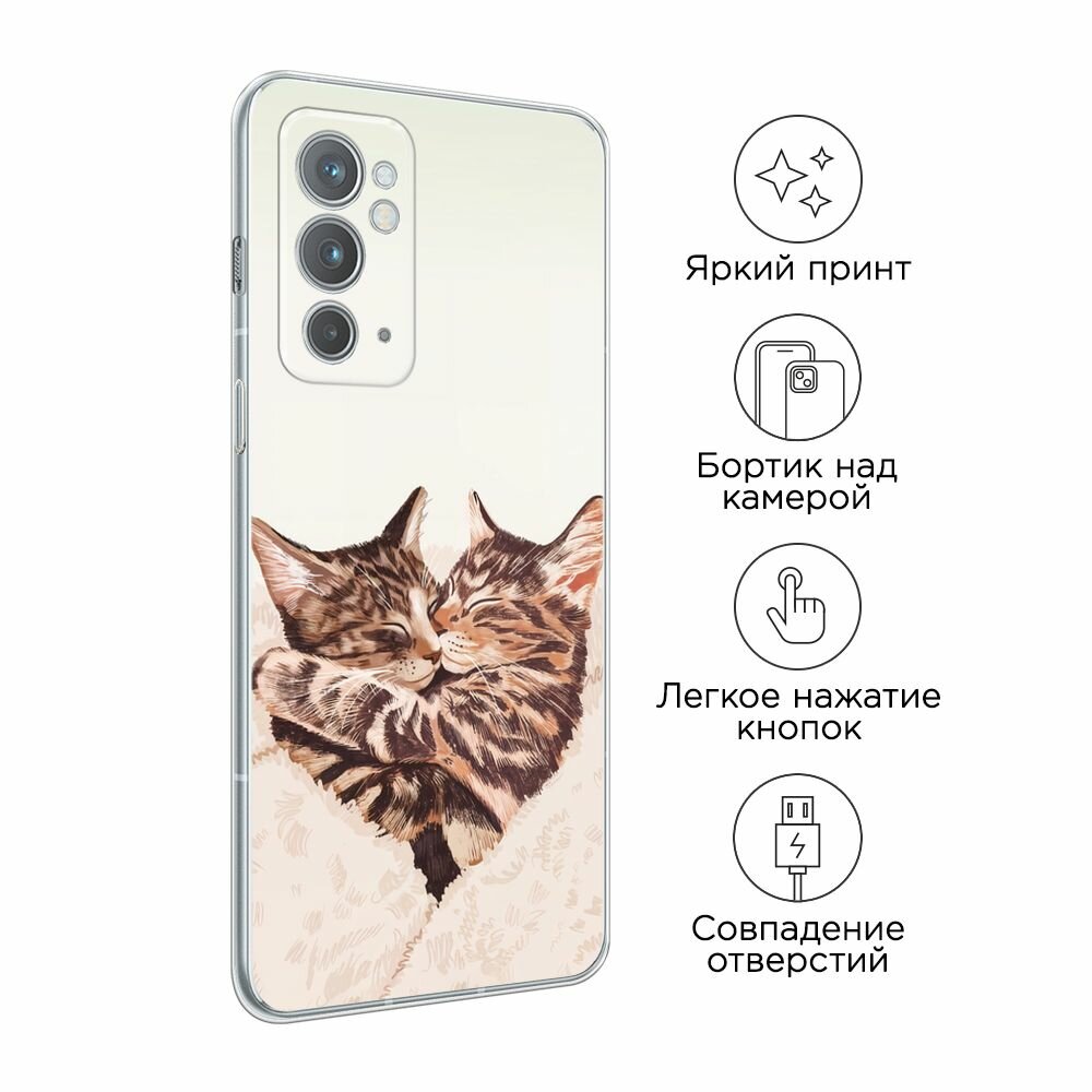 Чехол на OnePlus 9RT / ВанПлас 9RT с принтом "Влюбленные котейки - 14 февраля" — фото 1
