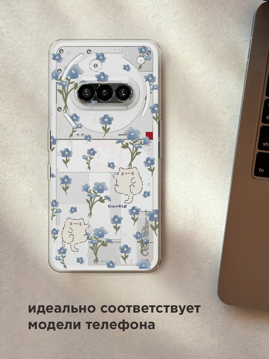 Чехол на Nothing Phone 3a / Нотинг Фон 3а с принтом "Gentle cats", прозрачный — фото 1