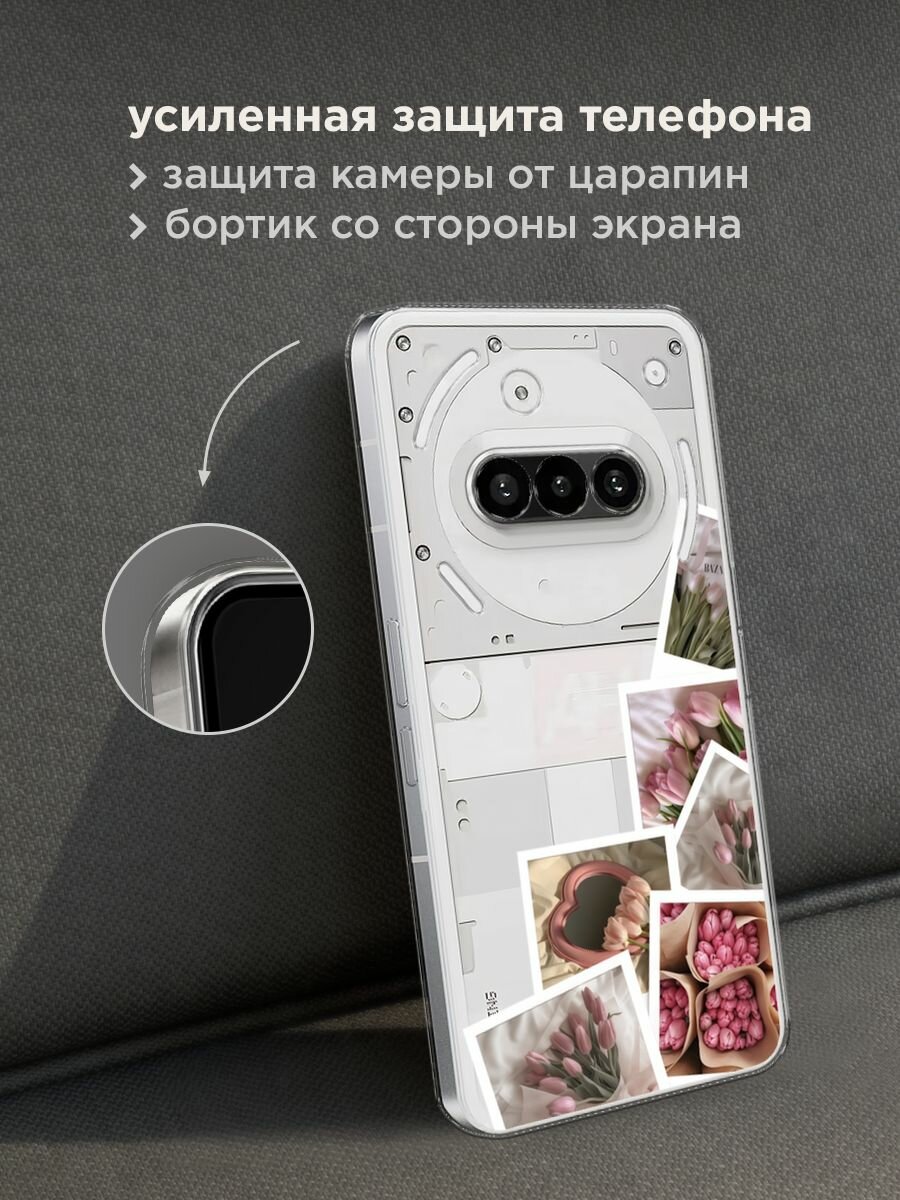 Чехол на Nothing Phone 3a / Нотинг Фон 3а с принтом "Весенние фото - 8 марта", прозрачный — фото 1