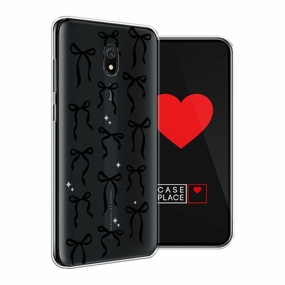 Чехол на Xiaomi Redmi 8A / Сяоми Редми 8А с принтом "Black bows", прозрачный — фото 1