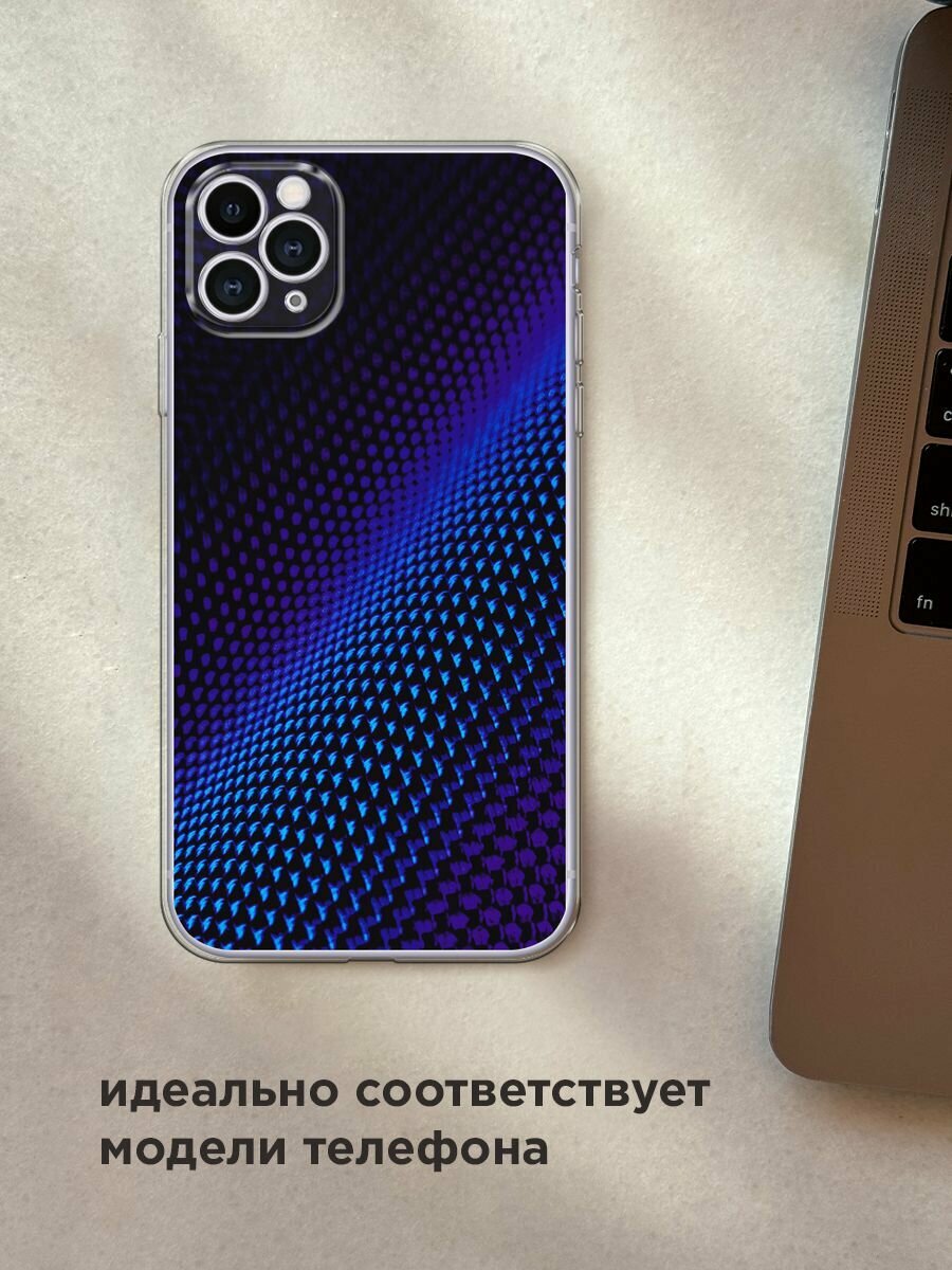 Чехол на Apple iPhone 11 Pro / Айфон 11 Про с принтом "Синий карбон" — фото 1
