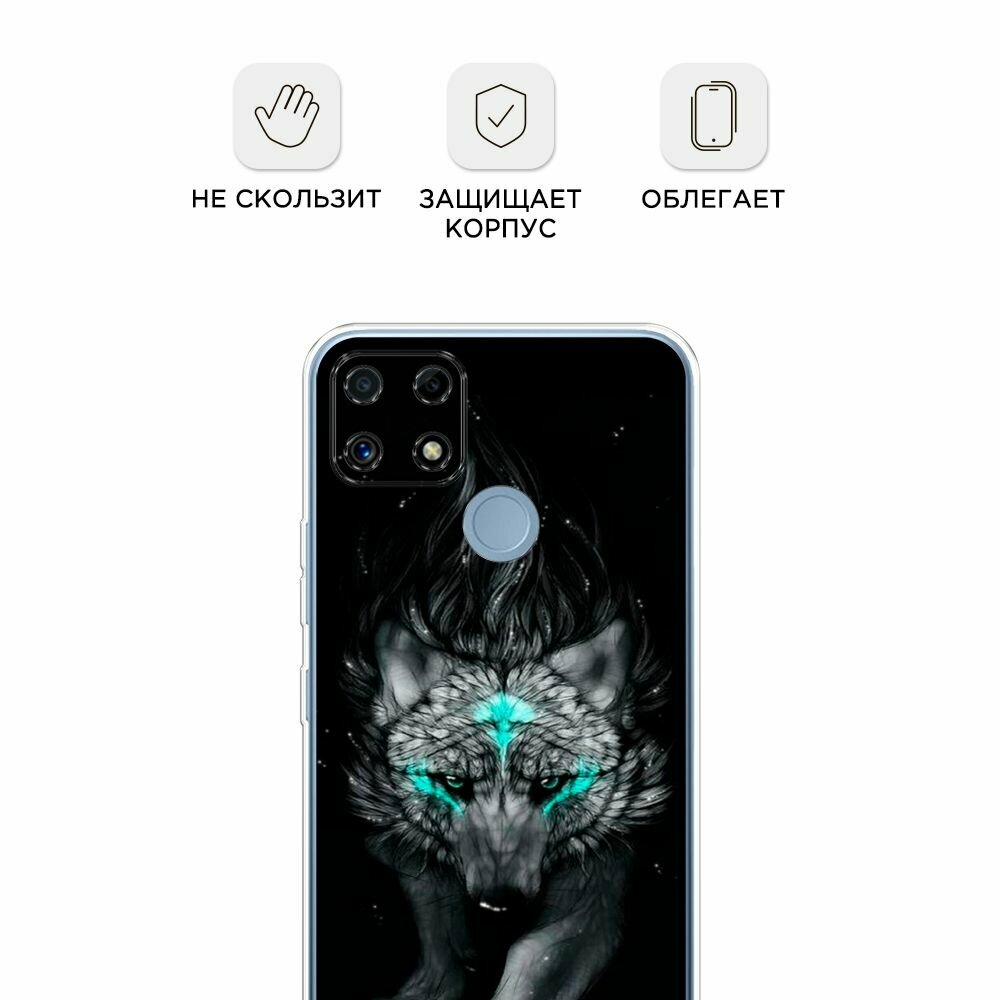 Чехол на Realme C25/C25s / Реалми С25/C25s с принтом "Крадущийся волк" — фото 1