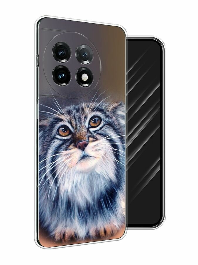 Силиконовый чехол на OnePlus 11 / Ван Плас 11 с принтом "Кот манул 2"