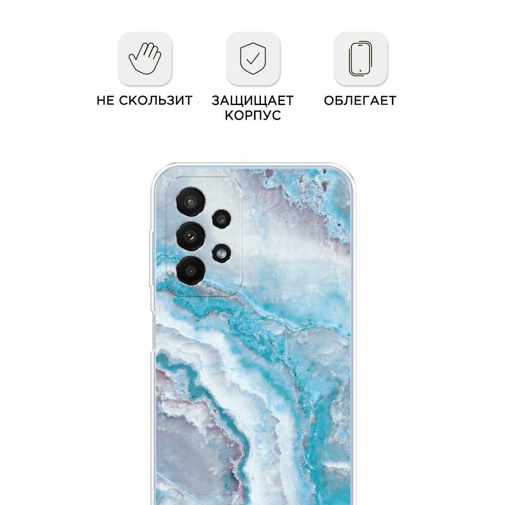 Чехол на Samsung Galaxy A23 / Самсунг Галакси А23 с принтом "Нежно-голубой мрамор" — фото 1