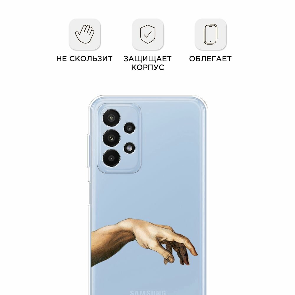 Чехол на Samsung Galaxy A23 / Самсунг Галакси А23 с принтом Creazione di Adamo 1, прозрачный — фото 1