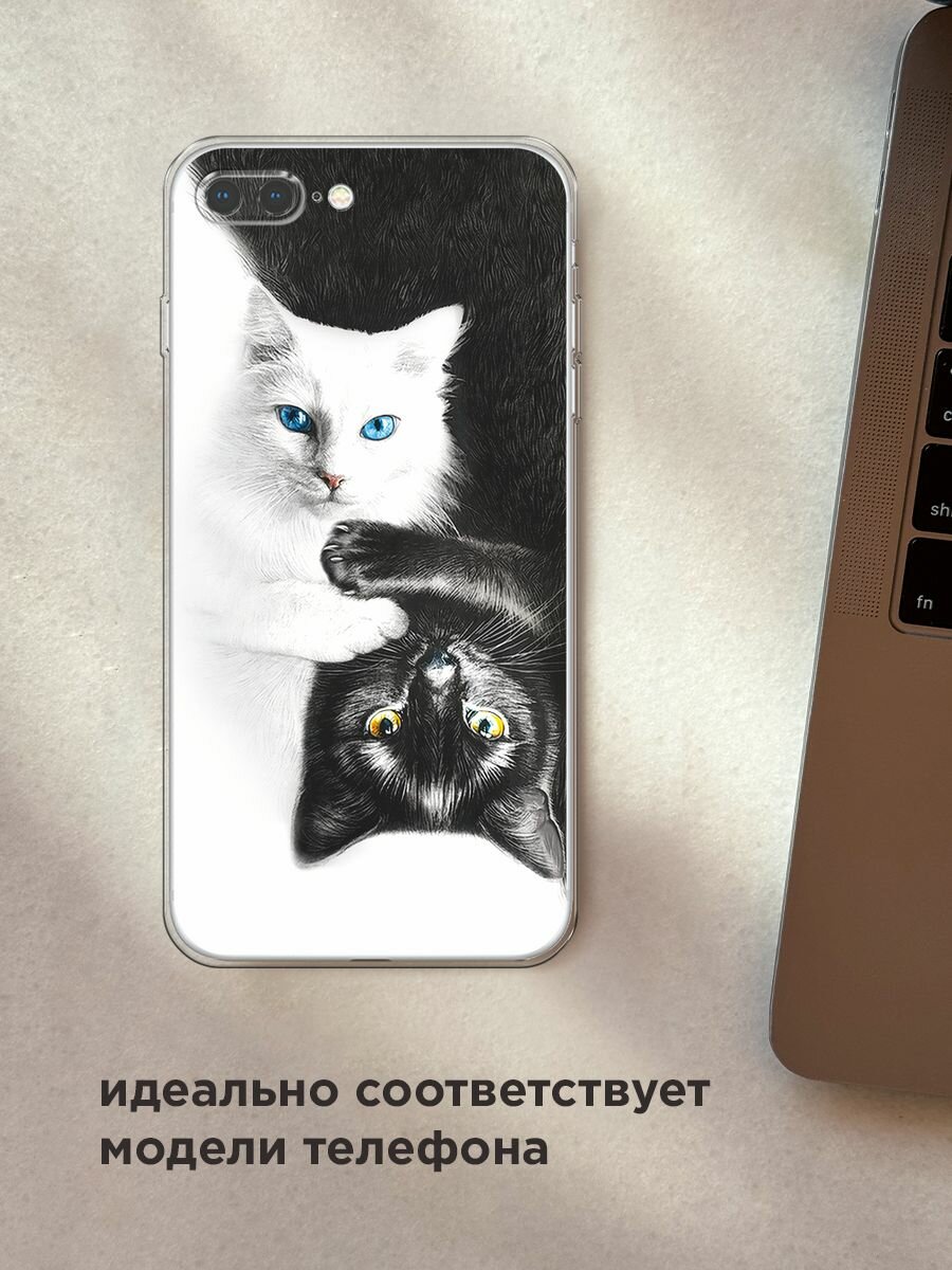 Чехол на Apple iPhone 7 Plus / Айфон 7 Плюс с принтом "Коты Инь-Янь" — фото 1