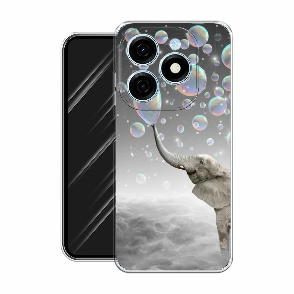 Чехол на Tecno Spark 20 / Текно Спарк 20 с принтом "Слон и мыльные пузыри" — фото 1