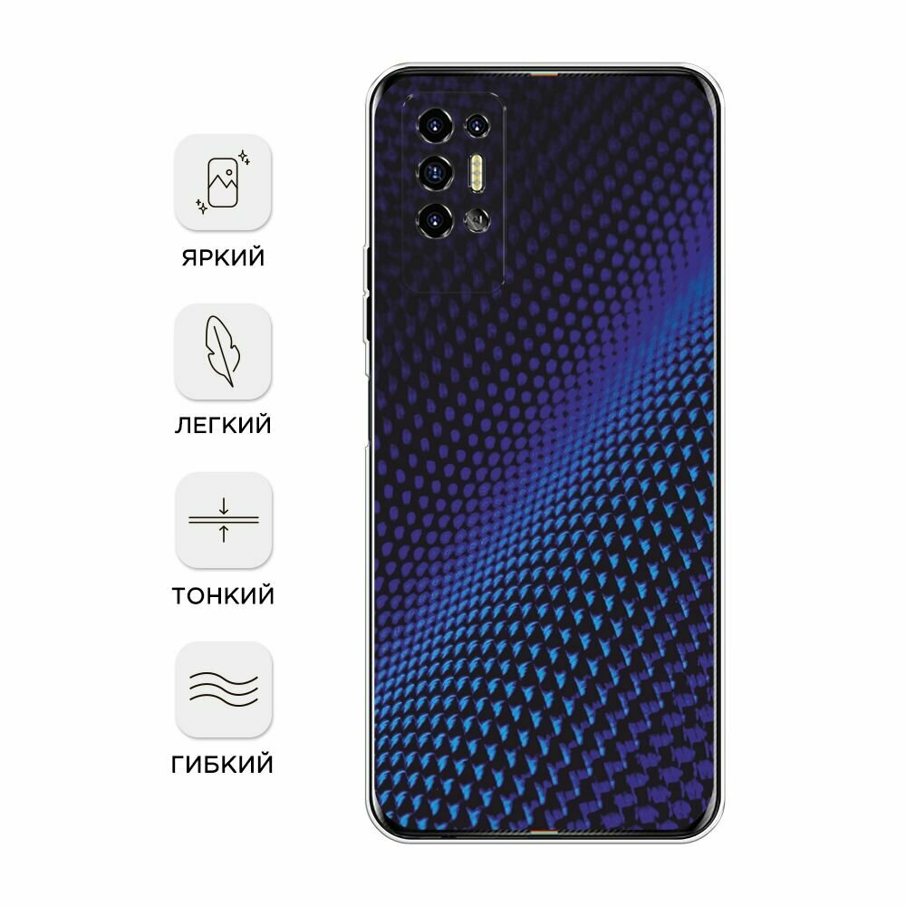 Чехол на Tecno Pova 2 / Текно Пова 2 с принтом "Синий карбон" — фото 1
