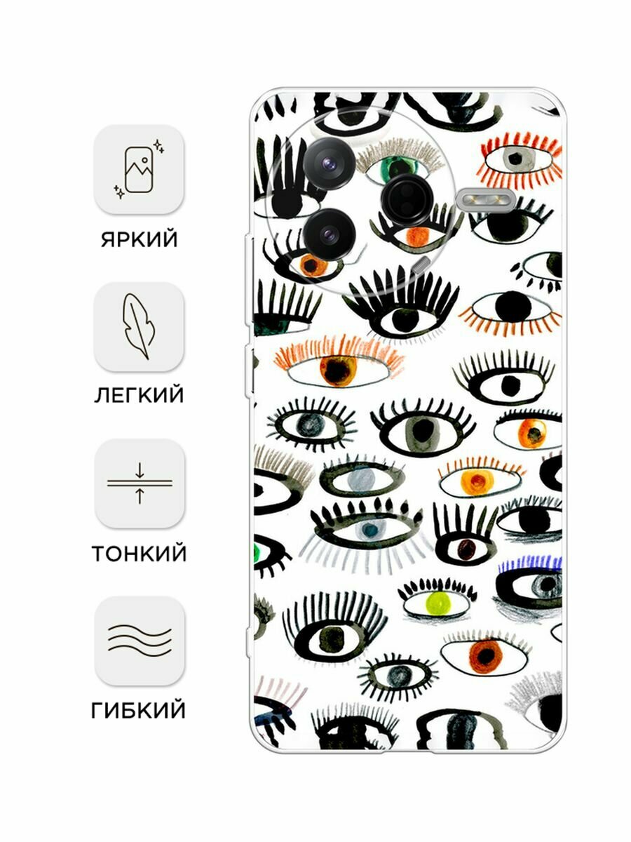 Чехол на Poco F7 Pro / Поко F7 Про с принтом "Глаза акварель" — фото 1