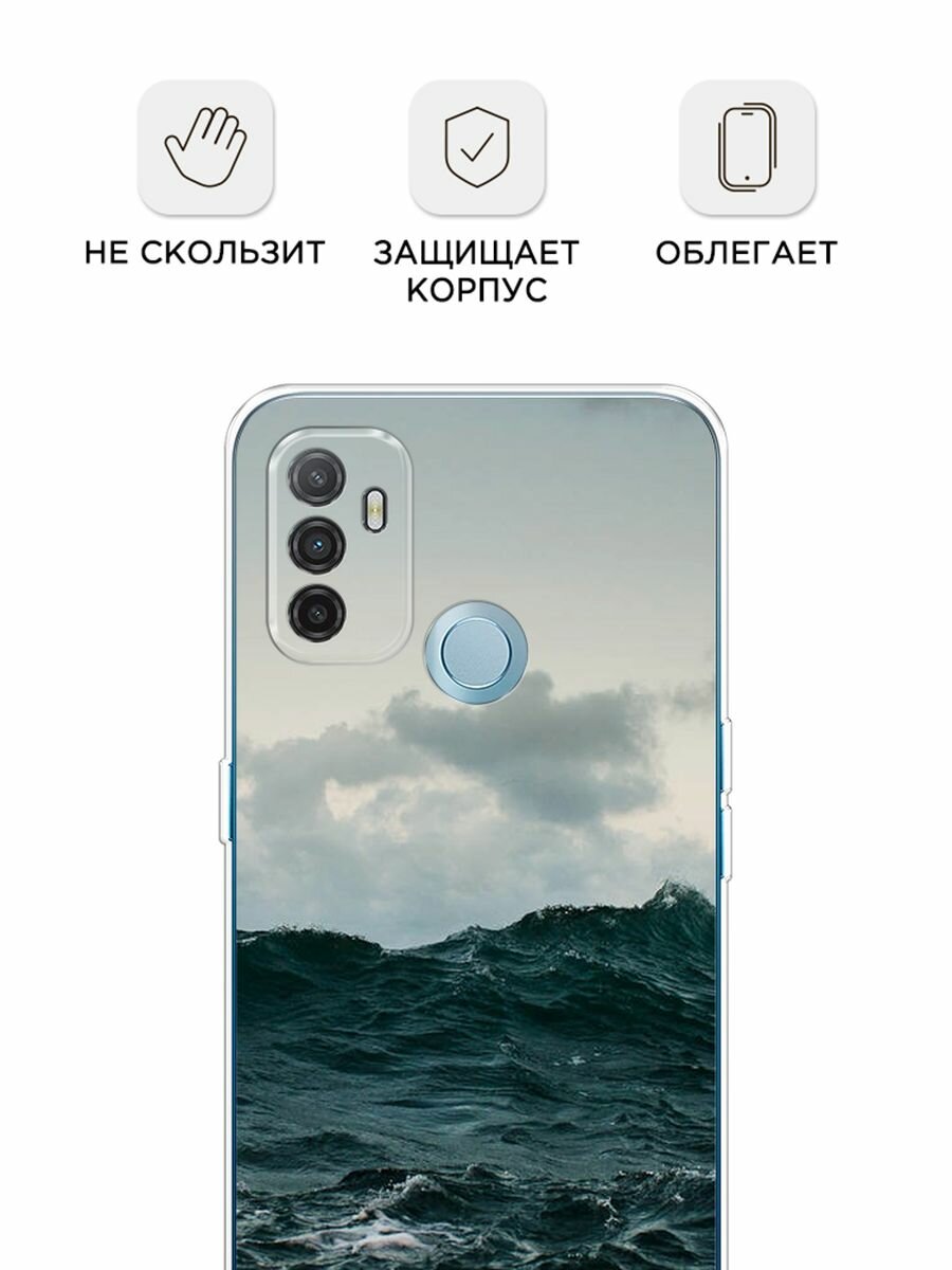 Силиконовый чехол на Oppo A53 / Оппо А53 с принтом "Волны 11" — фото 1