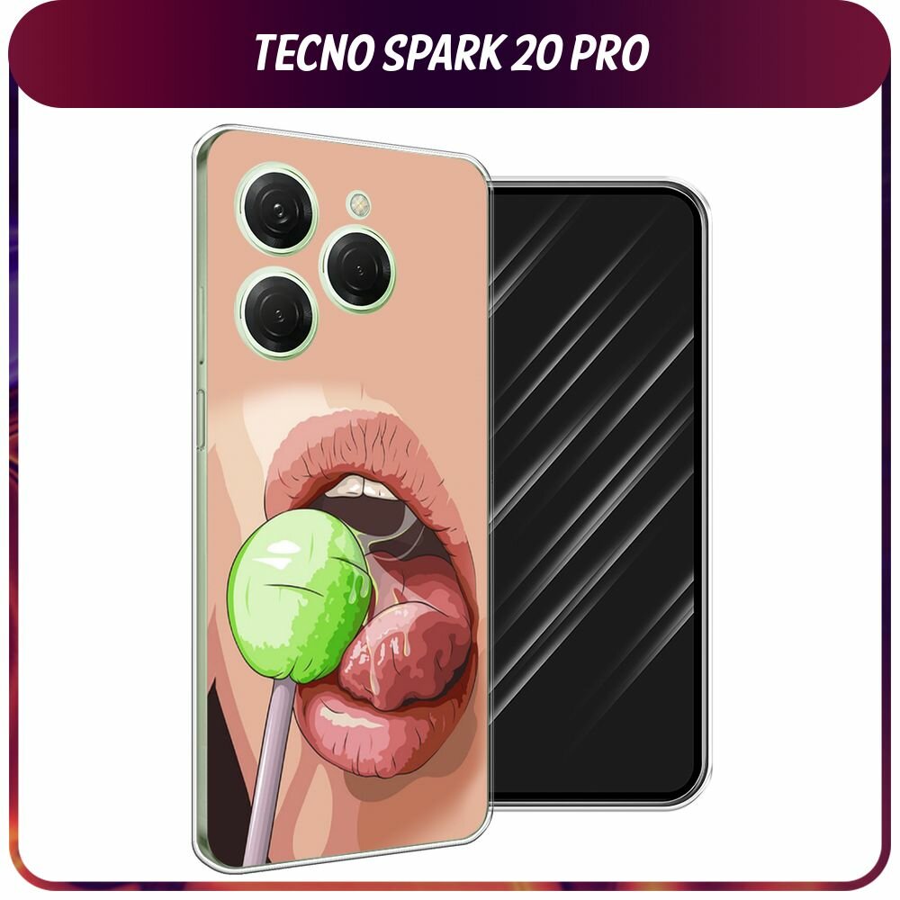 Чехол на Tecno Spark 20 Pro/20S Pro / Текно Спарк 20 Про/20S Про с принтом губы и чупа-чупс