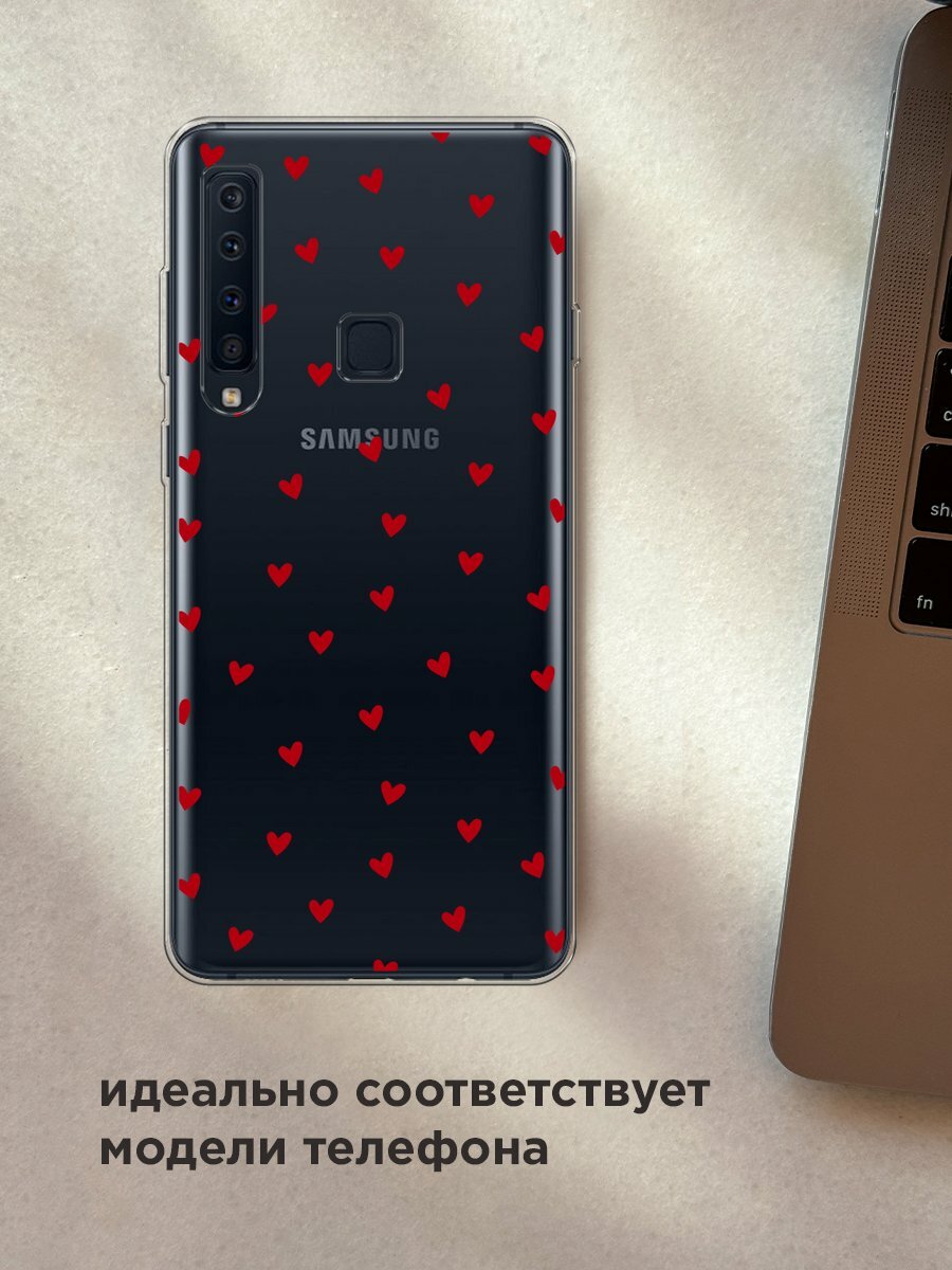 Чехол на Samsung Galaxy A9 2018 / Самсунг Галакси А9 2018 с принтом "Red hearts", прозрачный — фото 1