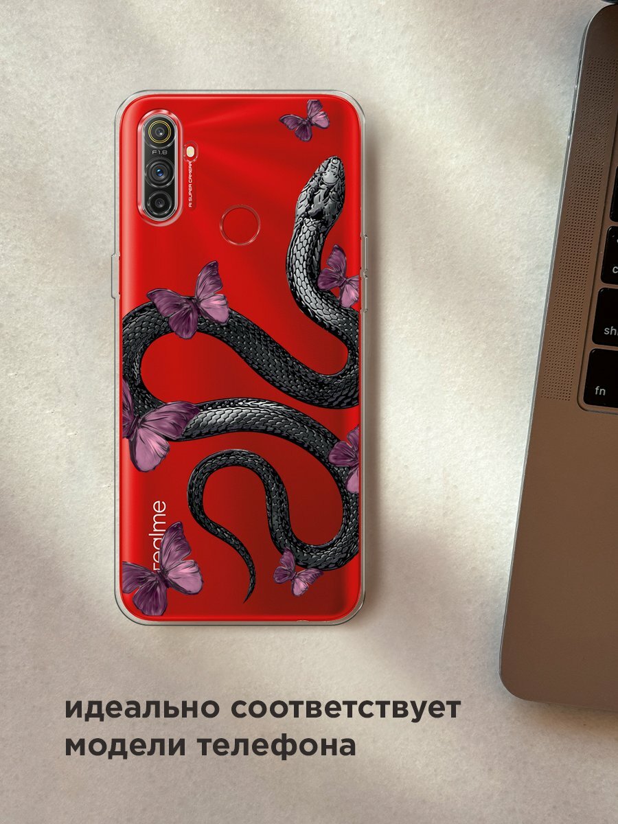 Чехол на Realme C3 / Реалми C3 с принтом "Snake and butterflies 2" — фото 1