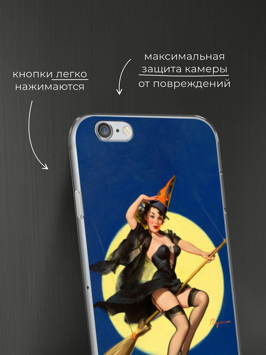 Силиконовый чехол на Apple iPhone 6 / Айфон 6 с принтом "Pin-Up Witch" — фото 1