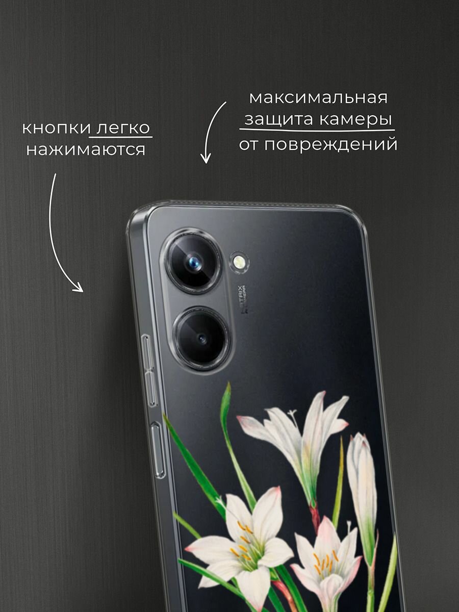 Чехол на Realme 10 Pro / Реалми 10 Про с принтом "White lily", прозрачный — фото 1