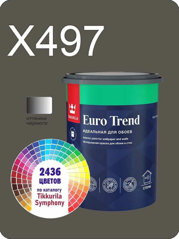 Краска для обоев Tikkurila Euro Trend 0,9л. оттенки черного X497