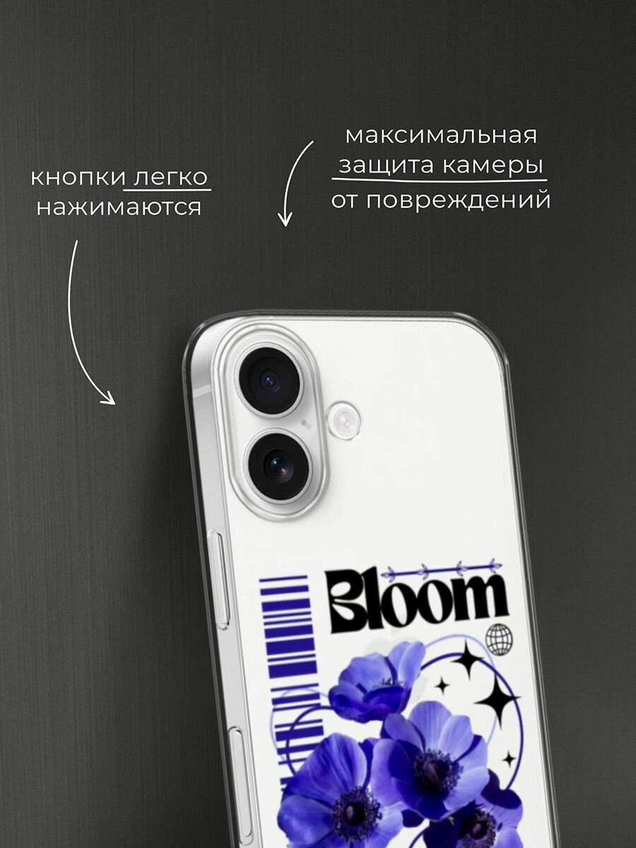 Чехол на Apple iPhone 17 / Айфон 17 с принтом "Завораживающие анемоны", прозрачный — фото 1