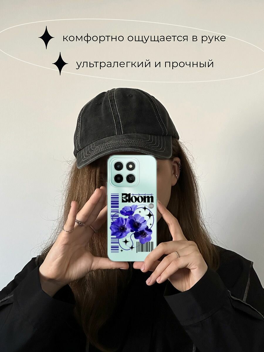 Чехол на Honor X6c / Хонор X6c с принтом "Завораживающие анемоны", прозрачный — фото 1