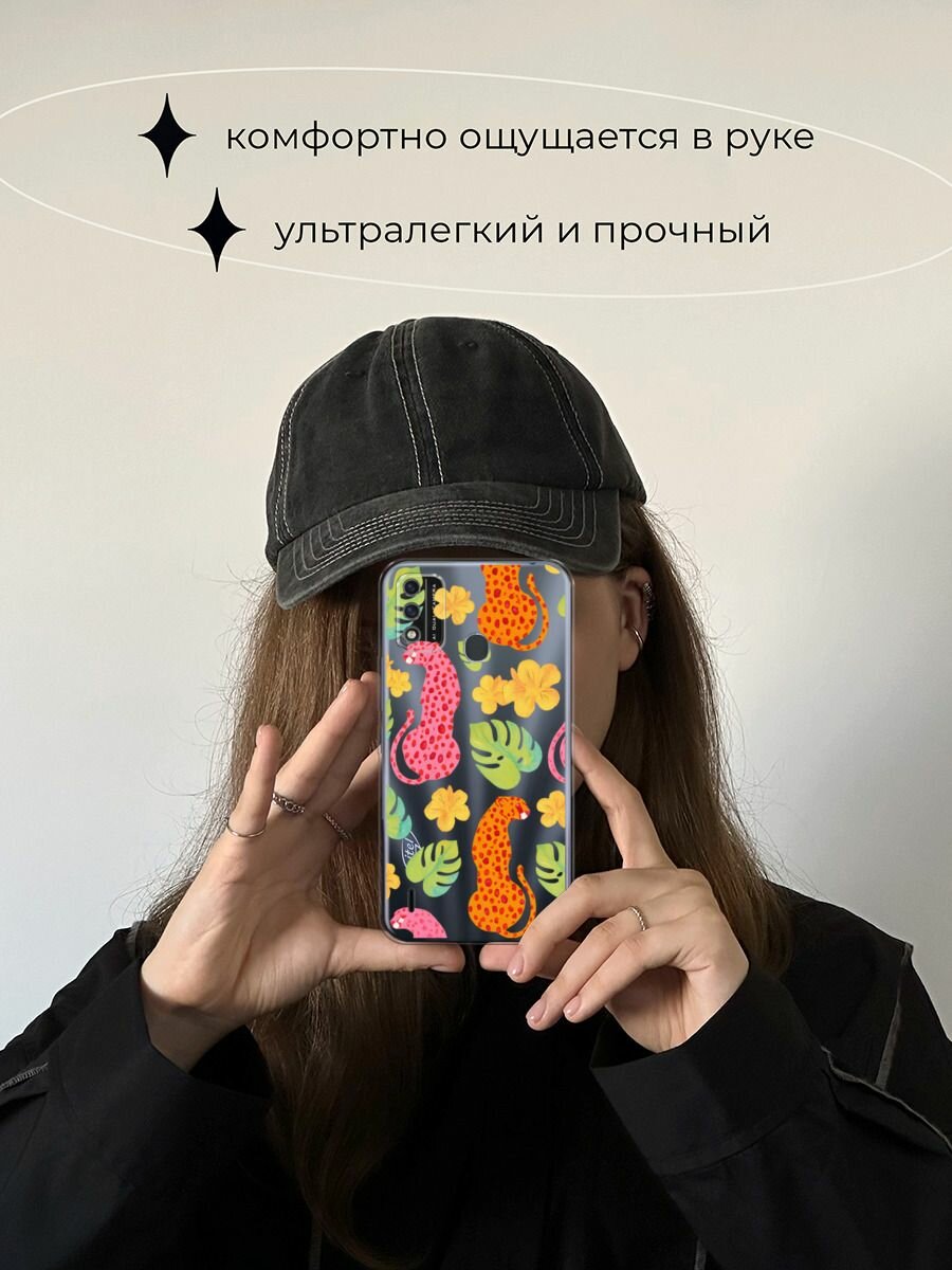 Чехол на Itel A48 / Ител А48 с принтом "Экзотика", прозрачный — фото 1