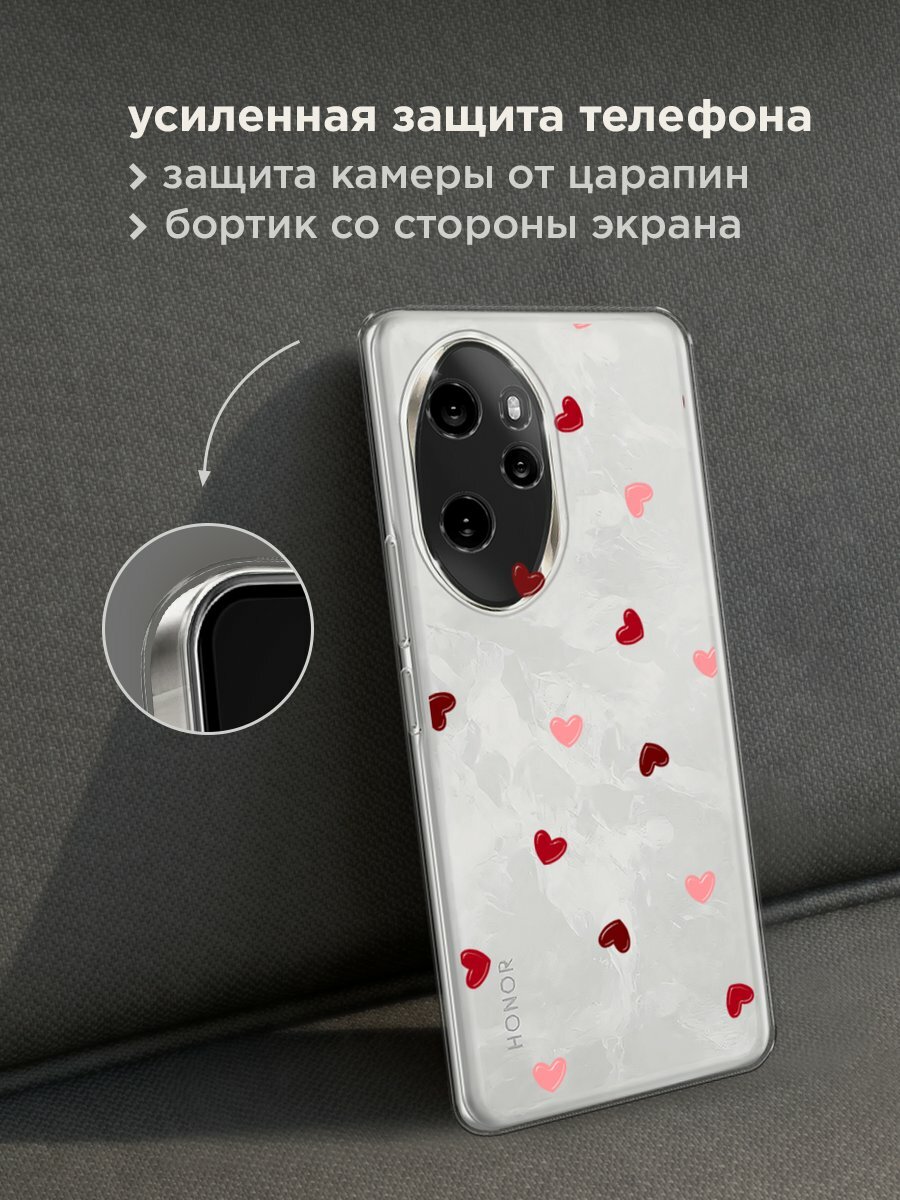 Чехол на Honor 100 Pro / Хонор 100 Про с принтом "Бордовые сердечки 2" — фото 1