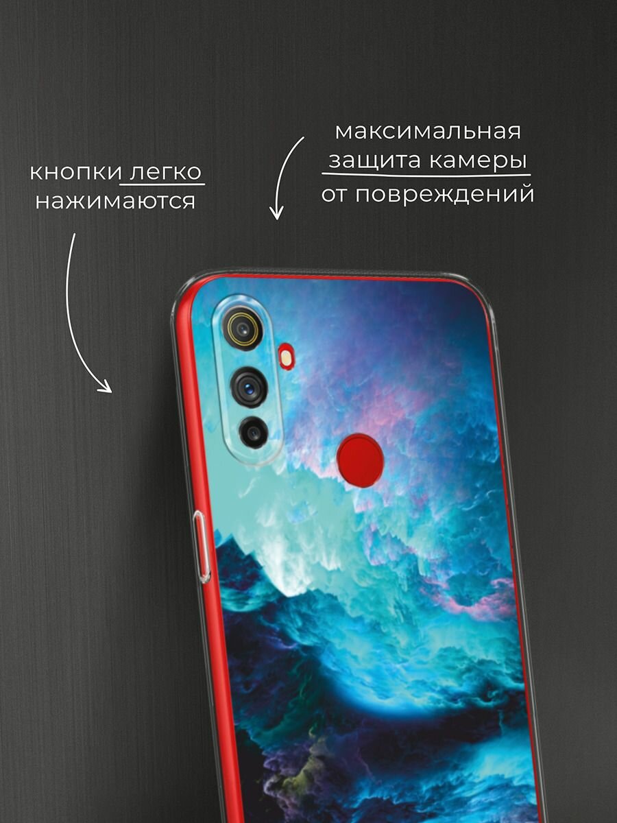 Силиконовый чехол на Realme C3 / Реалми C3 с принтом "Бирюзовое небо" — фото 1