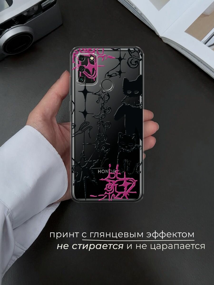 Чехол на Honor 9A / Хонор 9А с принтом "Готические котики" — фото 1
