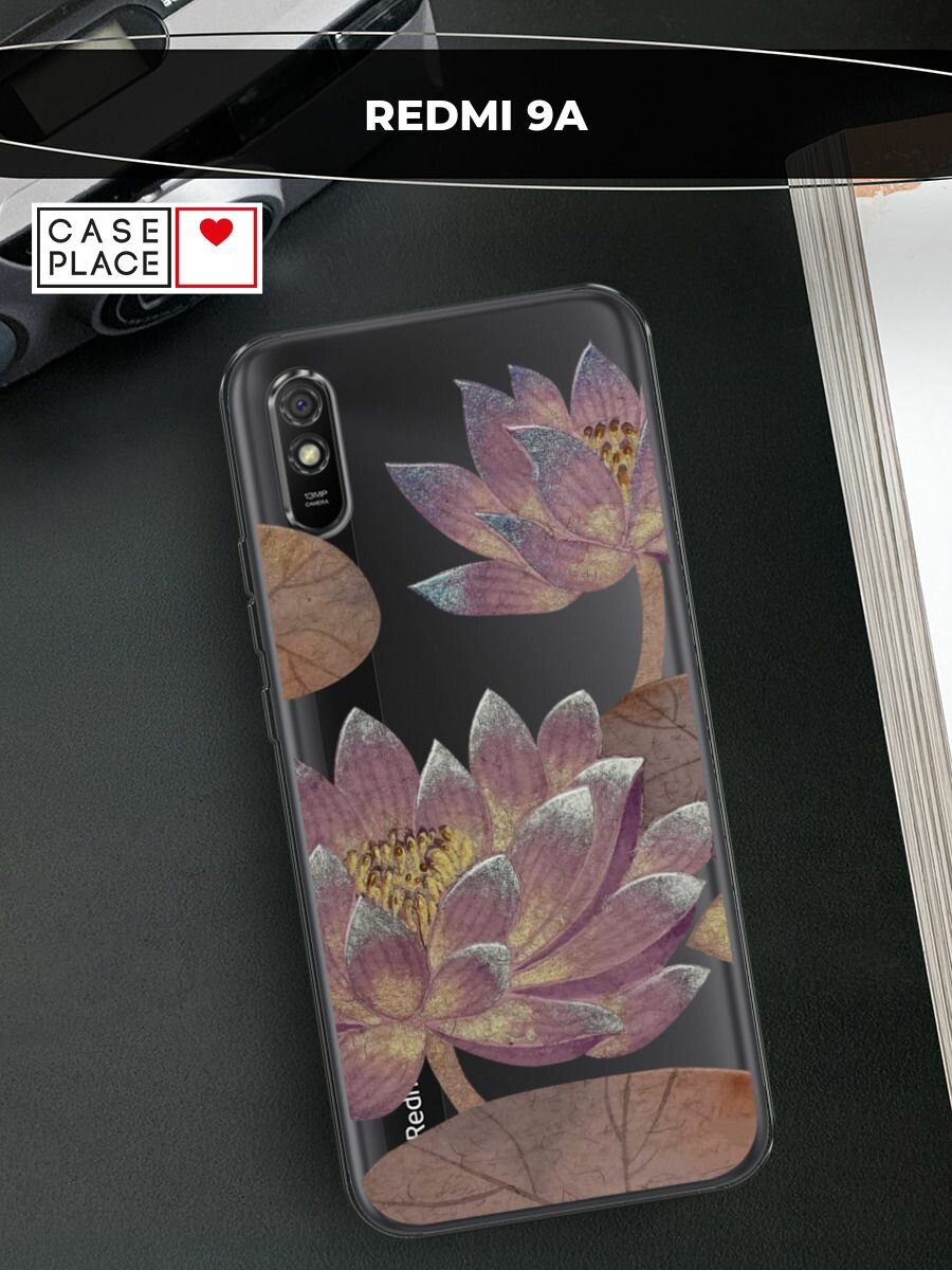 Чехол на Xiaomi Redmi 9A / Сяоми Редми 9А с принтом "Темные лотосы"