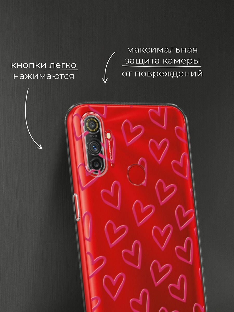 Чехол на Realme C3 / Реалми C3 с принтом "Темные сердечки" — фото 1