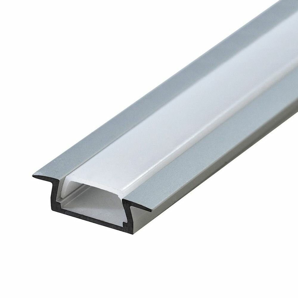 Профиль для светодиодной ленты Feron встраиваемый, алюминиевый, 2 м, матовый экран, 2 заглушки