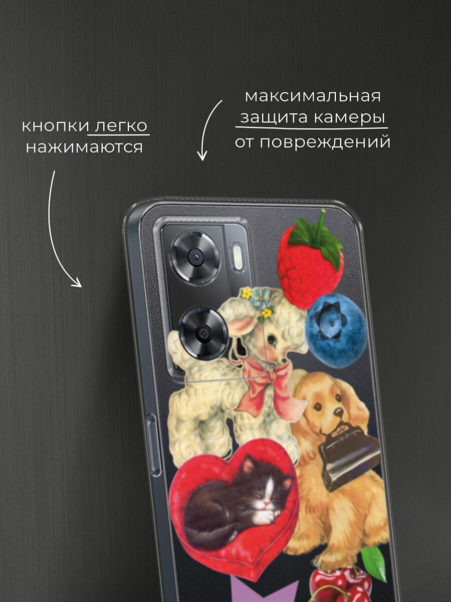 Чехол на Oppo A57 4G/A77 4G/A77s 4G/A57s / Оппо А57 4G с принтом "Милые стикеры", прозрачный — фото 1