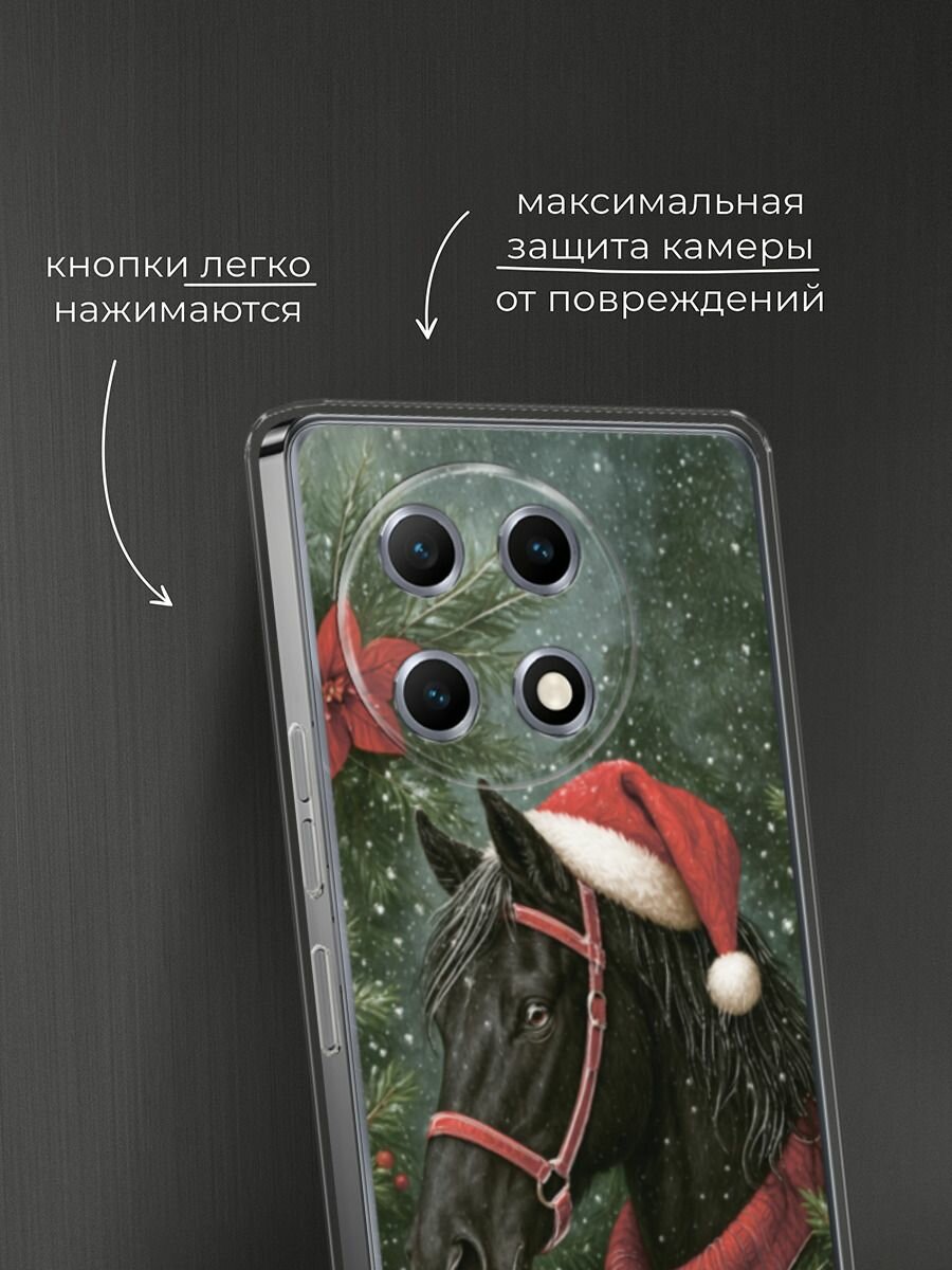 Чехол на Tecno Camon 30S / Текно Камон 30S с принтом "Черный сказочный конь 2" — фото 1
