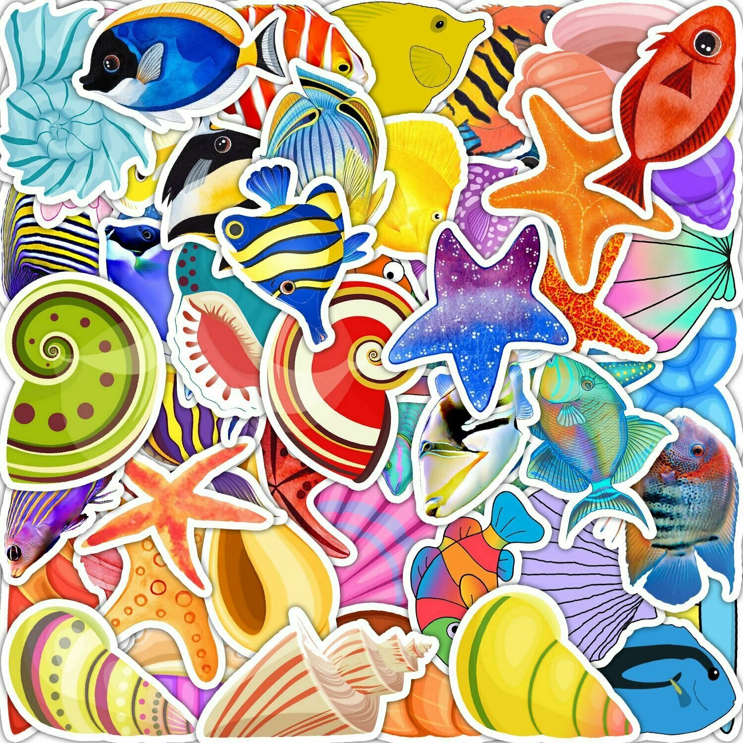 50 шт./упак. Наклейки Океан Виниловые Водонепроницаемые Граффити Наклейки для ноутбука, багажа, скейтборда, подростков