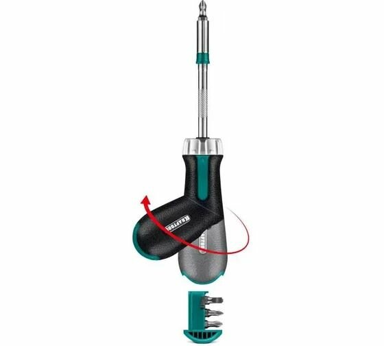 Рычажная реверсивная отвертка с битами KRAFTOOL Extrem 6 шт 25899