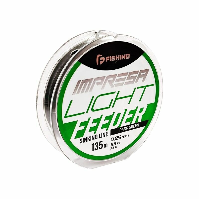 F-FISHING Леска Impresa Light Feeder Dark Green 135м 0,25мм 6,5кг 14lb