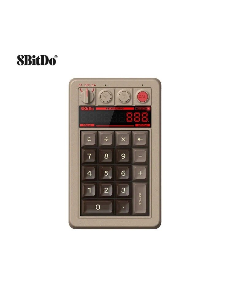 8BitDo Retro 18 Mechanical Numpad -C64 Edition Механическая цифровая клавиатура Bluetooth Khaki