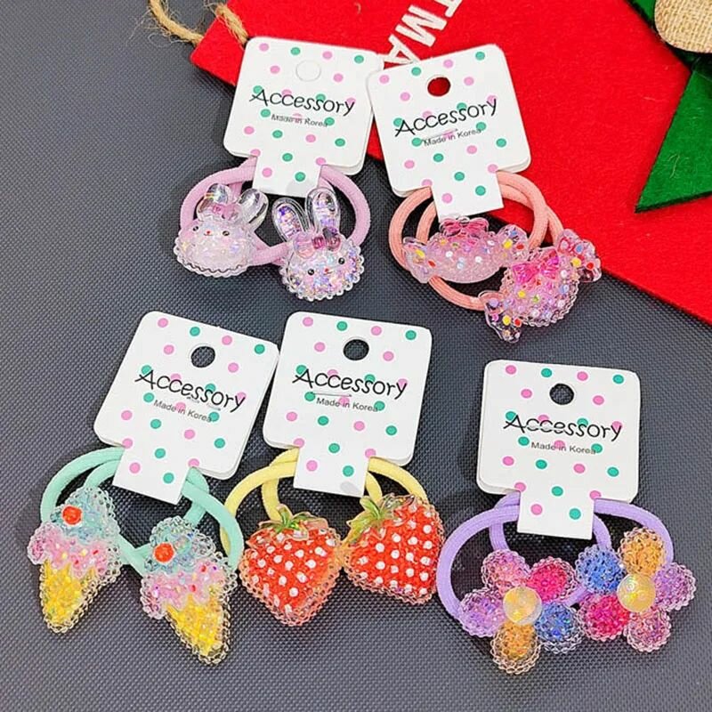 Детское кольцо для волос вишневого цвета с блестками, эластичное и прочное