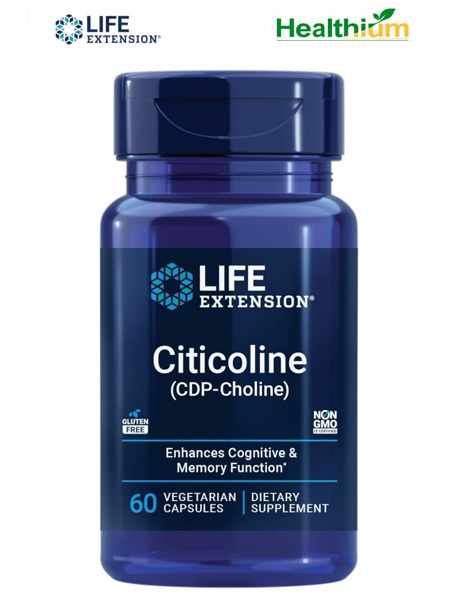 Life Extension Citicoline (CDP-Choline) 60 капсул Холин (CDP Choline), Цитиколин