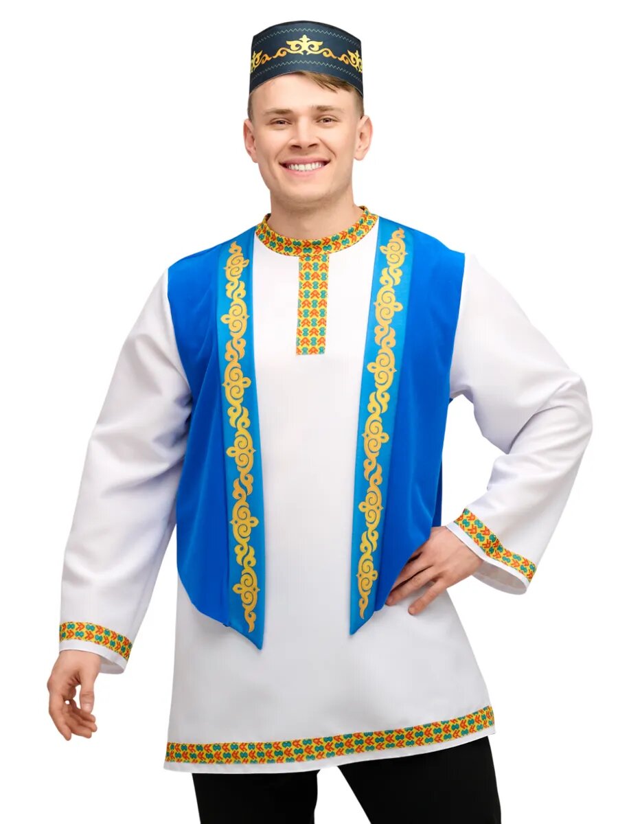 Национальный костюм татарский Татарин, синий, 3XL-4XL (56-58)