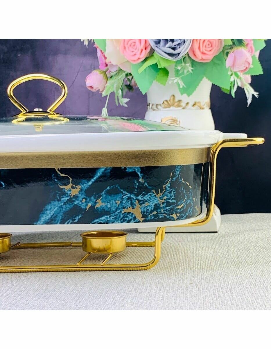 Мармит 38х23см с крышкой на подставке Фарфор