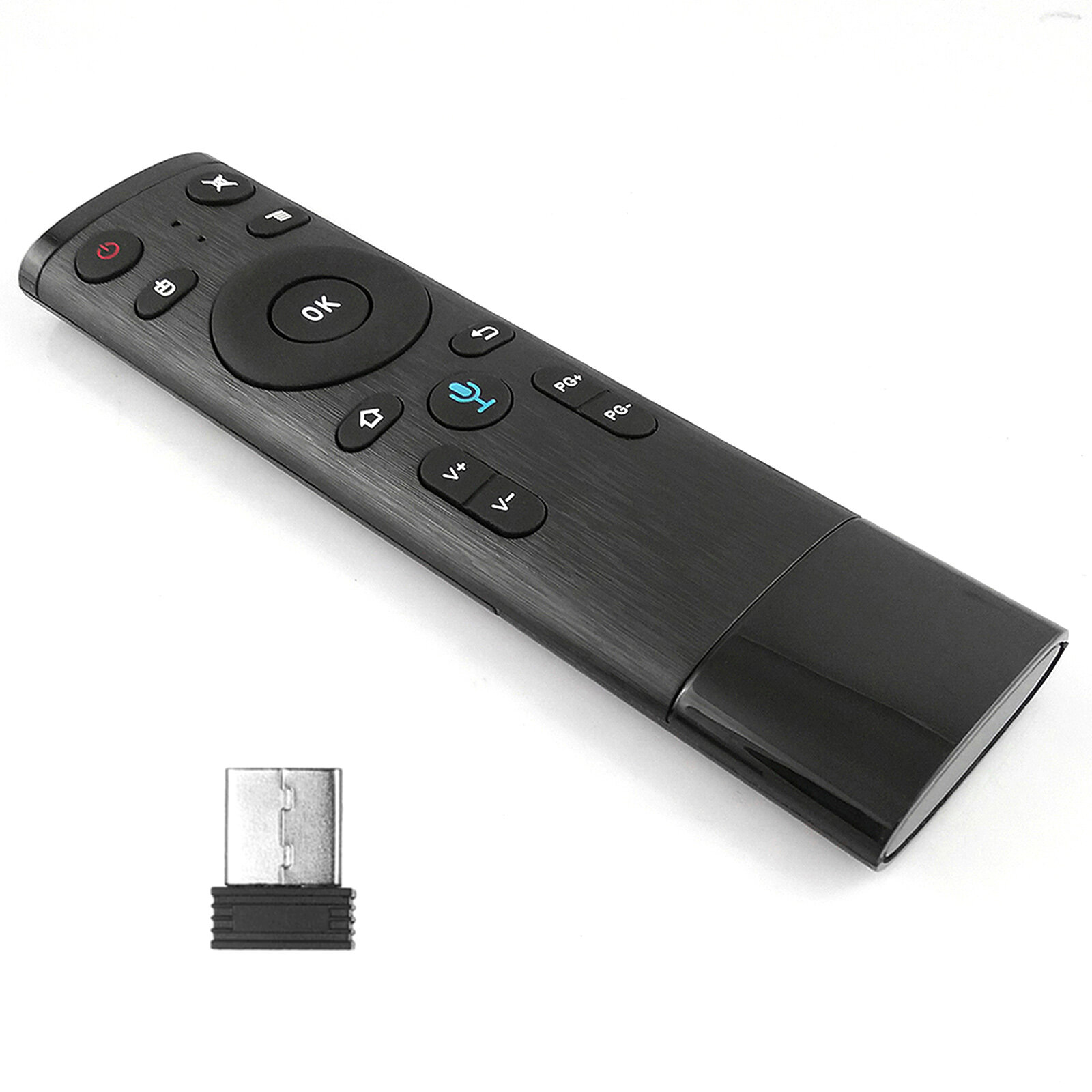 2.4G Беспроводной пульт дистанционного управления с USB-приемником, голосовой ввод для Smart TV, Android TV Box, HTPC, ПК, Проектор, Черный
